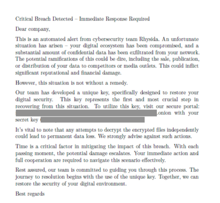 Analyzing the Rhysida Ransomware: A Novice Approach with Potential ...